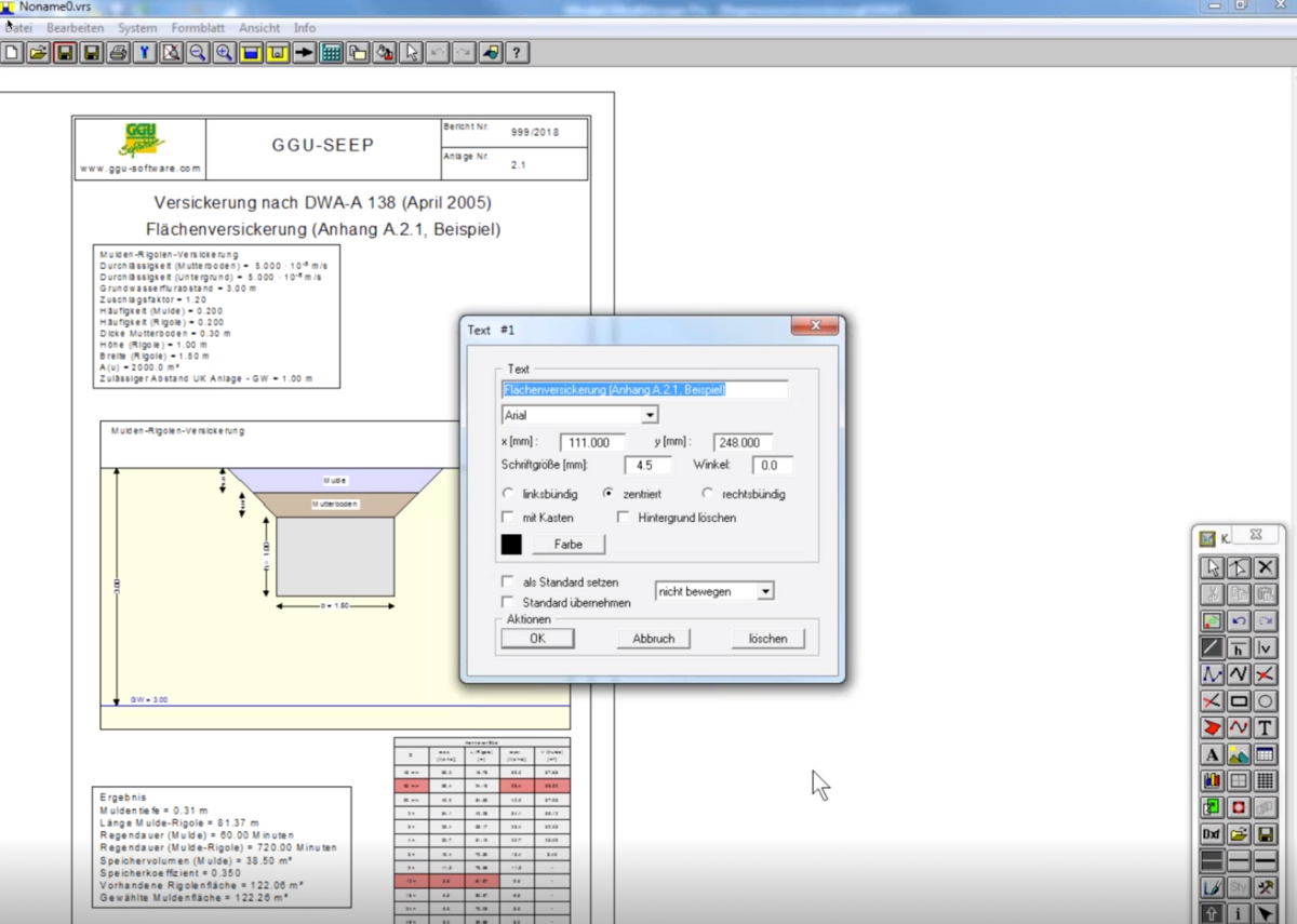 Bemessung von Anlagen zur Regenwasserversickerung mit GGU-SEEP | GGU Software